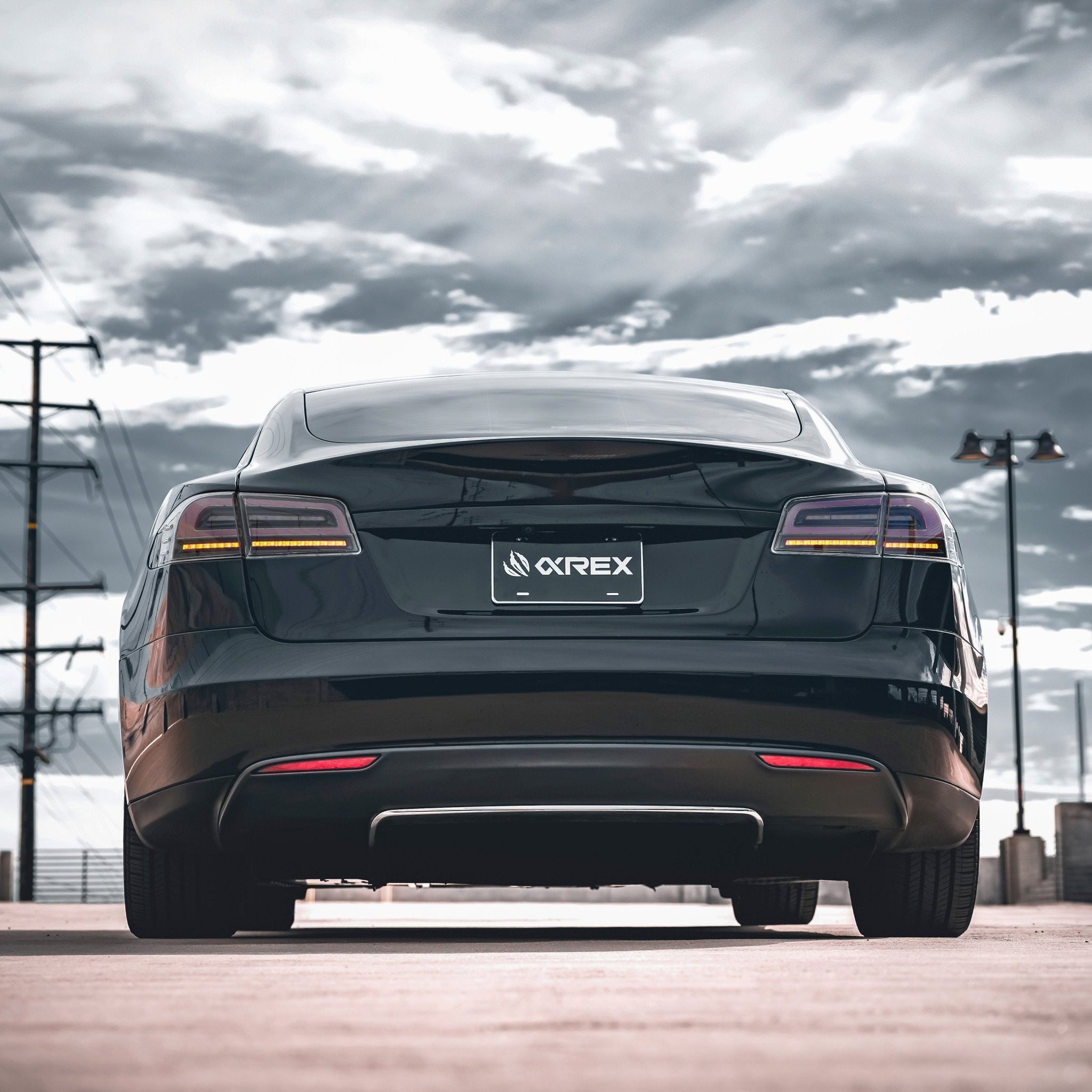 12-21 Tesla Model S LUXX-Series LED Tail Lights Black Smoke (With Blac ...