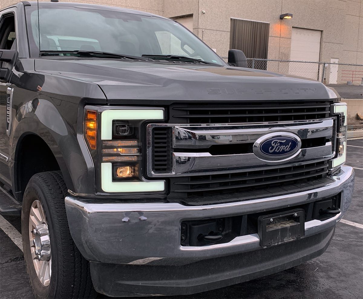 17-19 Ford Super Duty PRO-Series Halogen Projector Headlights Black ...