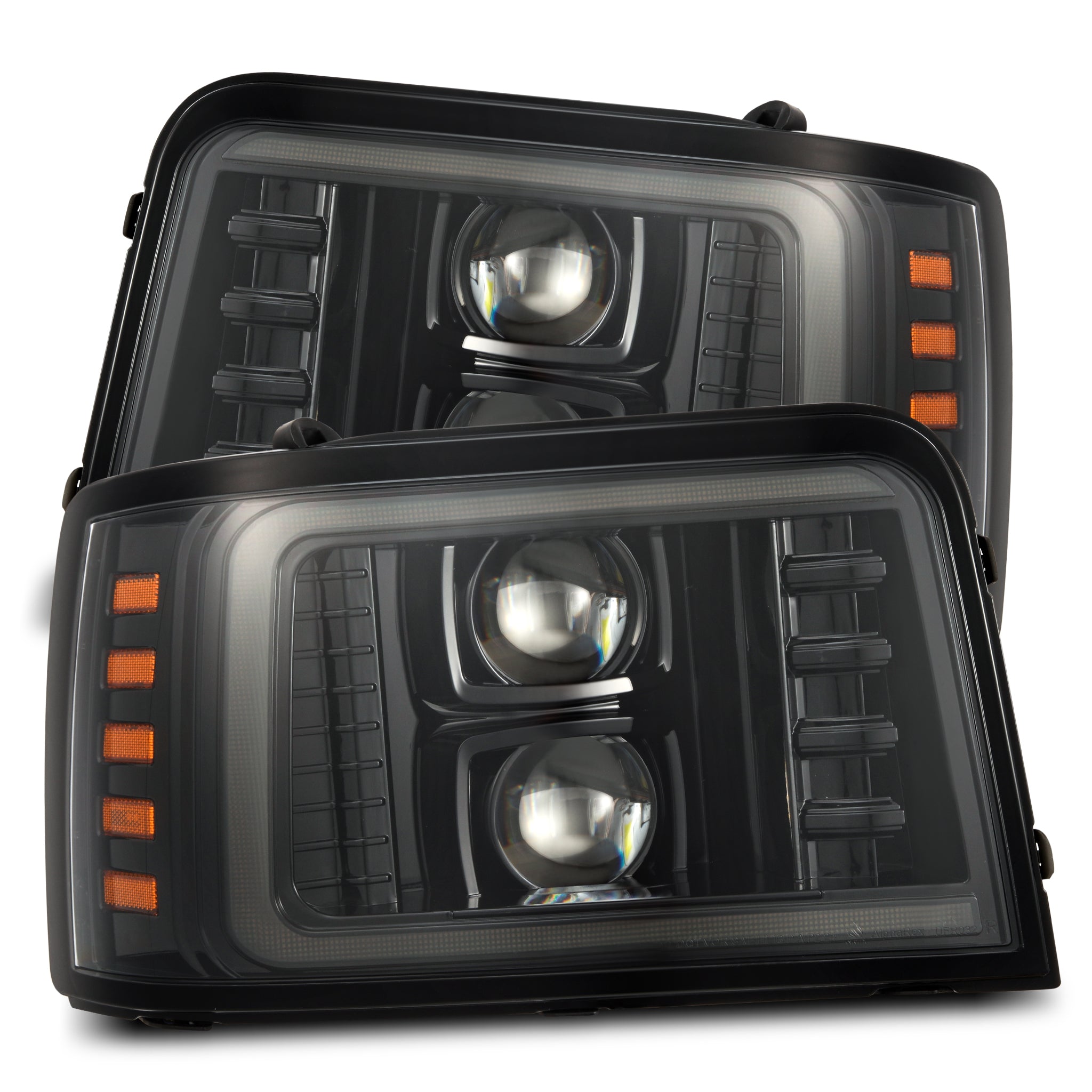 92-96 Ford OBS F-Series/Bronco LUXX-Series LED Projector Headlights Alpha-Black | AlphaRex